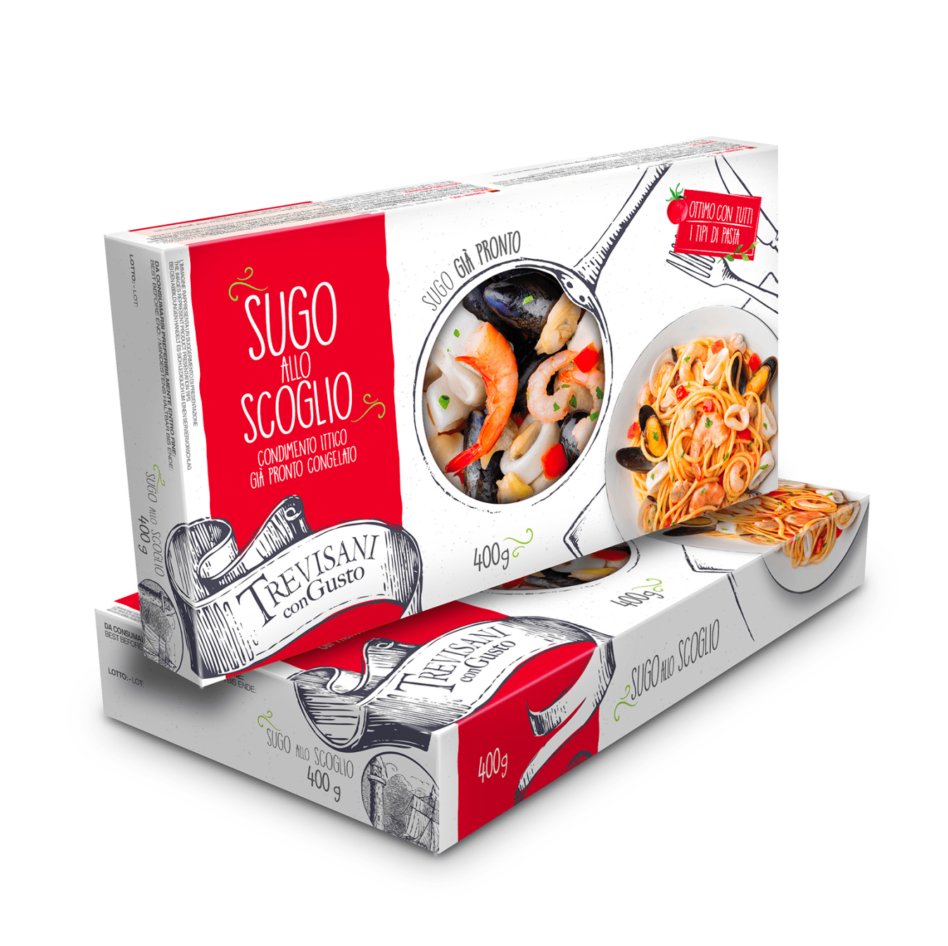 Trevisani con Gusto jūras velšu mērce Sugo Alla Scoglio (kalmāri ...